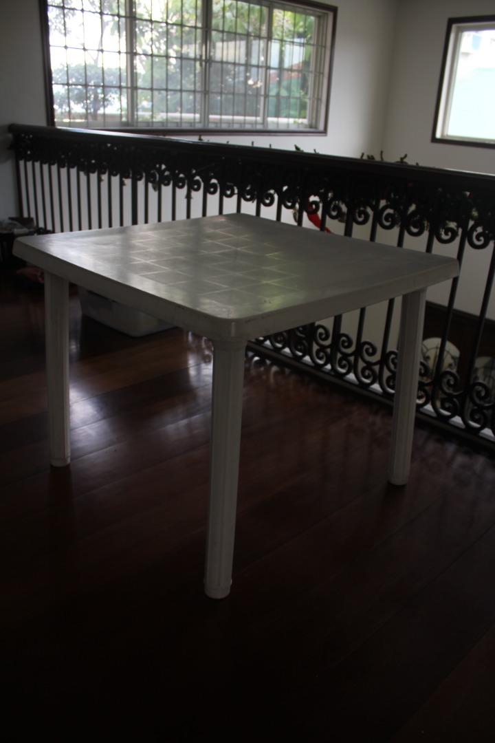 White Uratex Monoblock Square Table, Furniture & Home Living, Furniture ...