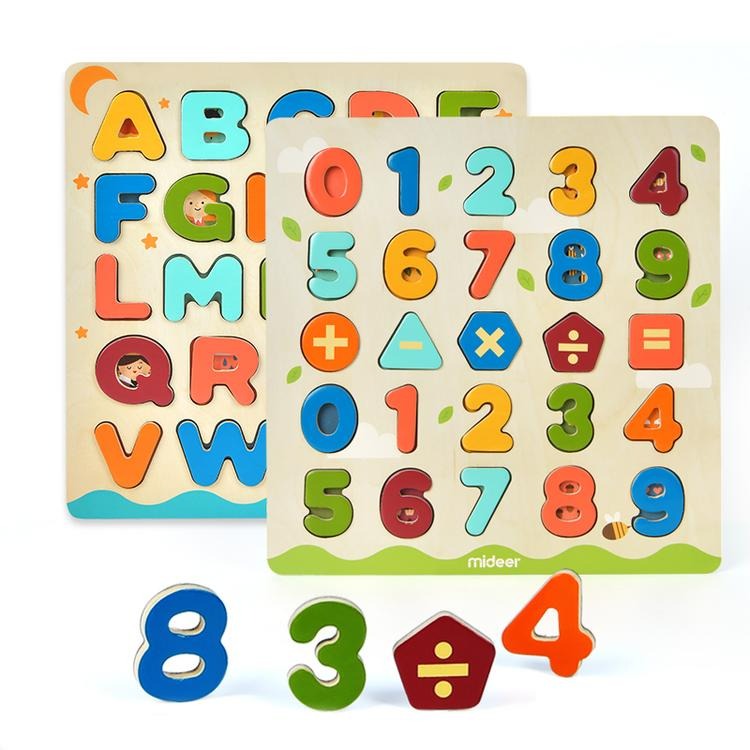 Wooden Capitalized Alphabet & Number Learning Board, Hobbies & Toys ...
