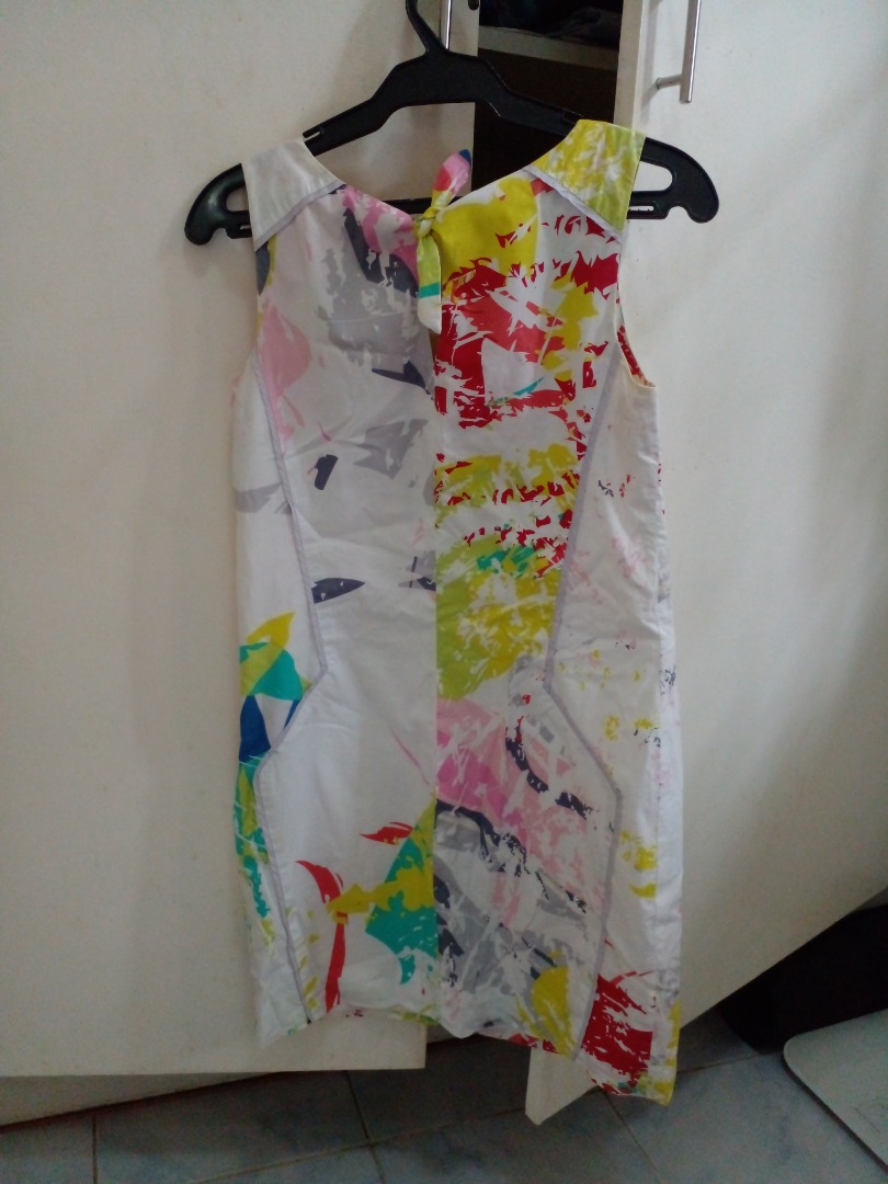 Artsy white dress with splashes of color, Women's Fashion, Dresses ...
