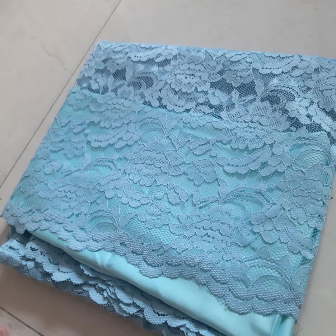 Bahan kebaya brokat warna tosca turquoise blue biru, Fesyen Wanita ...