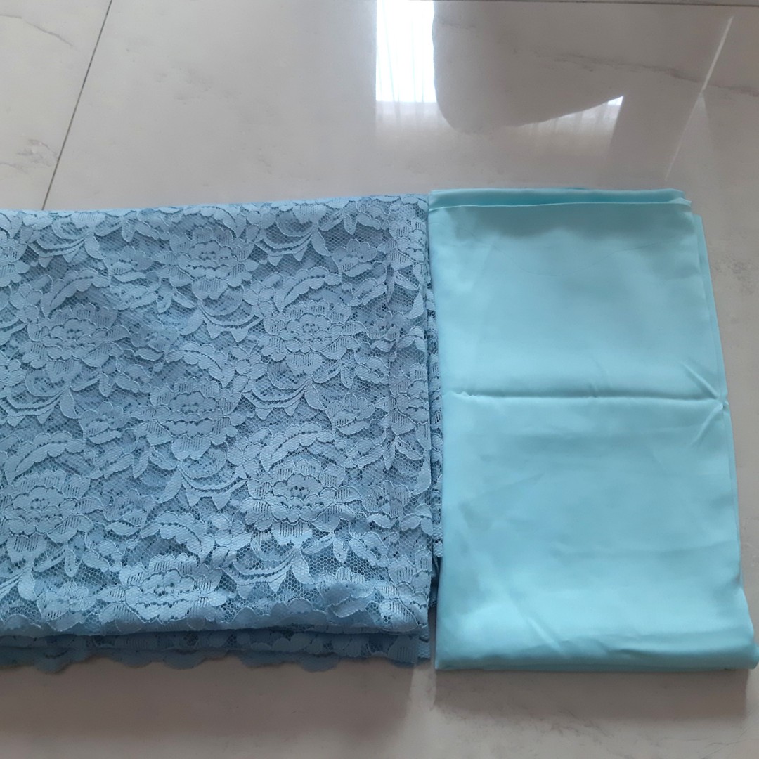 Bahan kebaya brokat warna tosca turquoise blue biru, Fesyen Wanita ...