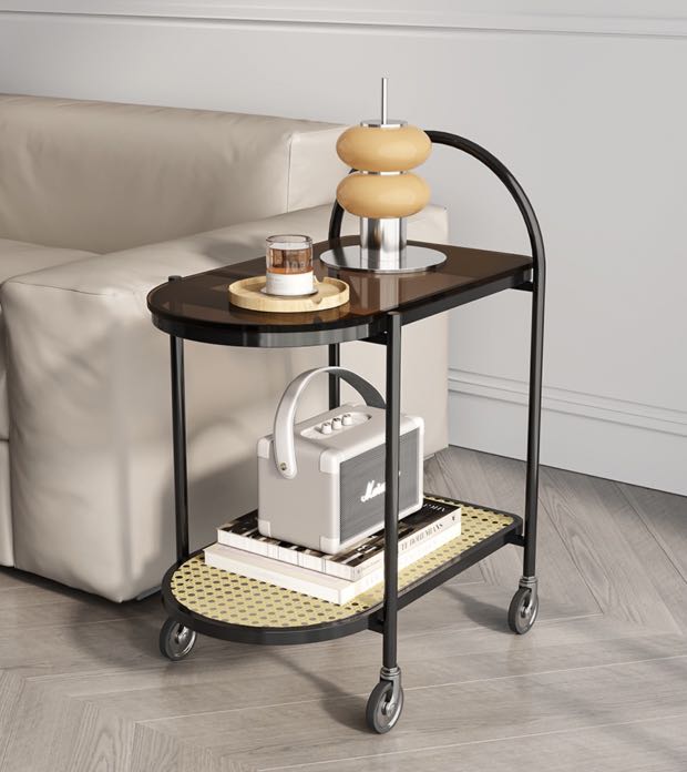 Bar cart/ side table (rattan design), Furniture & Home Living ...