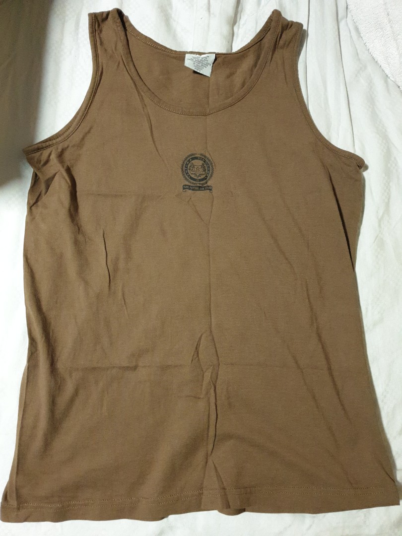 Vintage Brown Army Singlet, Men's Fashion, Activewear on Carousell