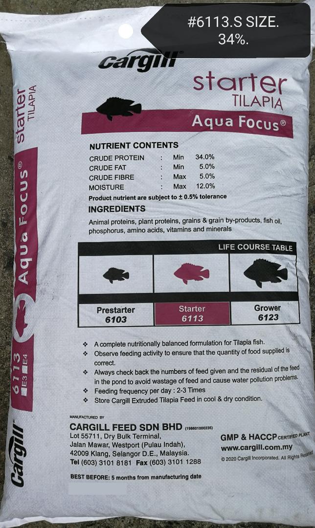 Cargill Starter Tilapia 6113 Aqua Focus Fish Food Feed Aquarium Pond ...