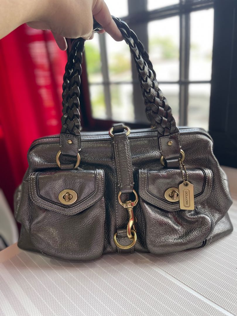 Coach Pewter Daphne Satchel, Women's Fashion, Bags & Wallets, Shoulder ...