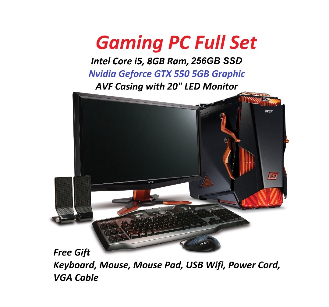 Gaming PC Full Set Intel Core i5, 8GB, 5GB Graphic Nvidia GTX 550 with ...
