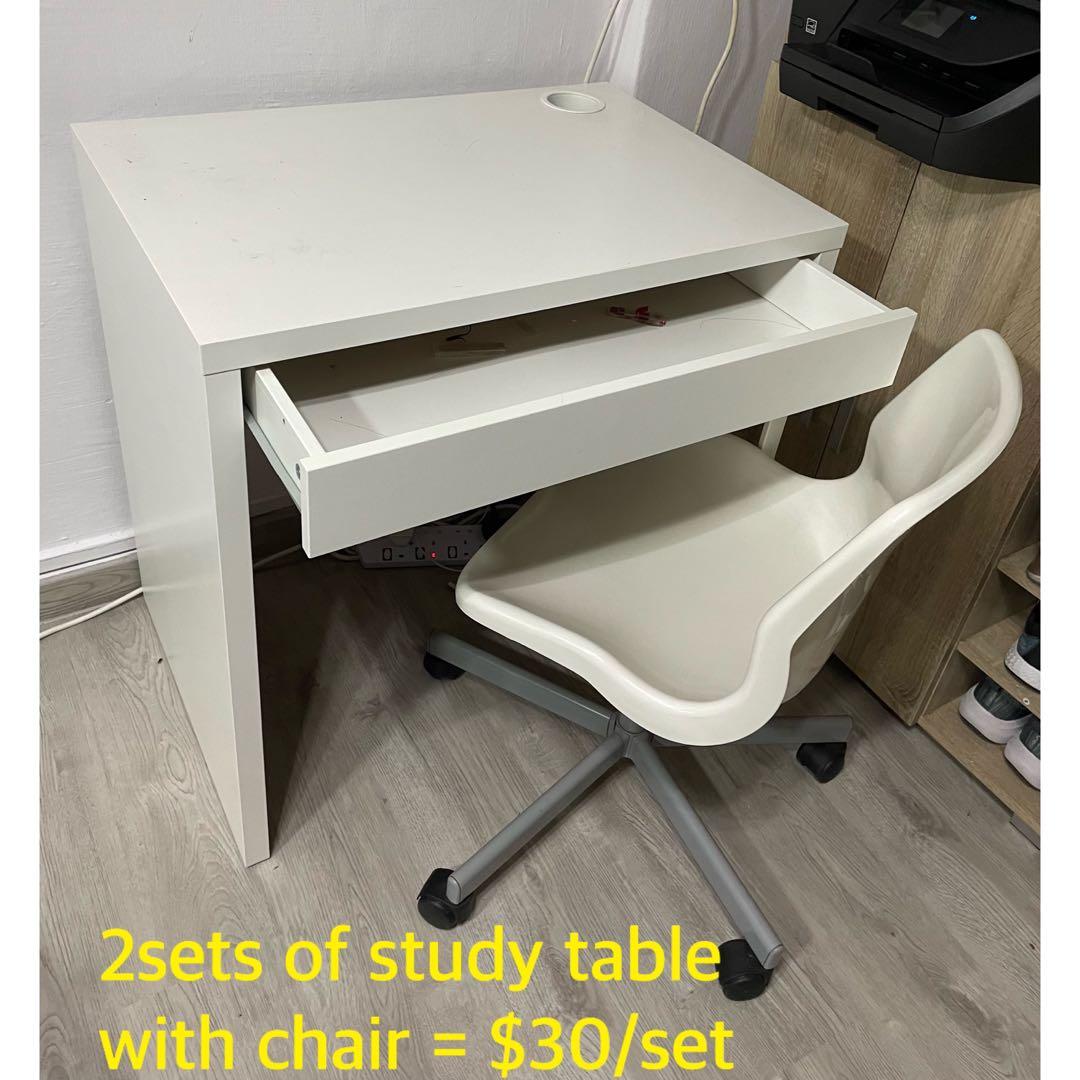 Ikea study table and char (set), Furniture & Home Living, Furniture ...