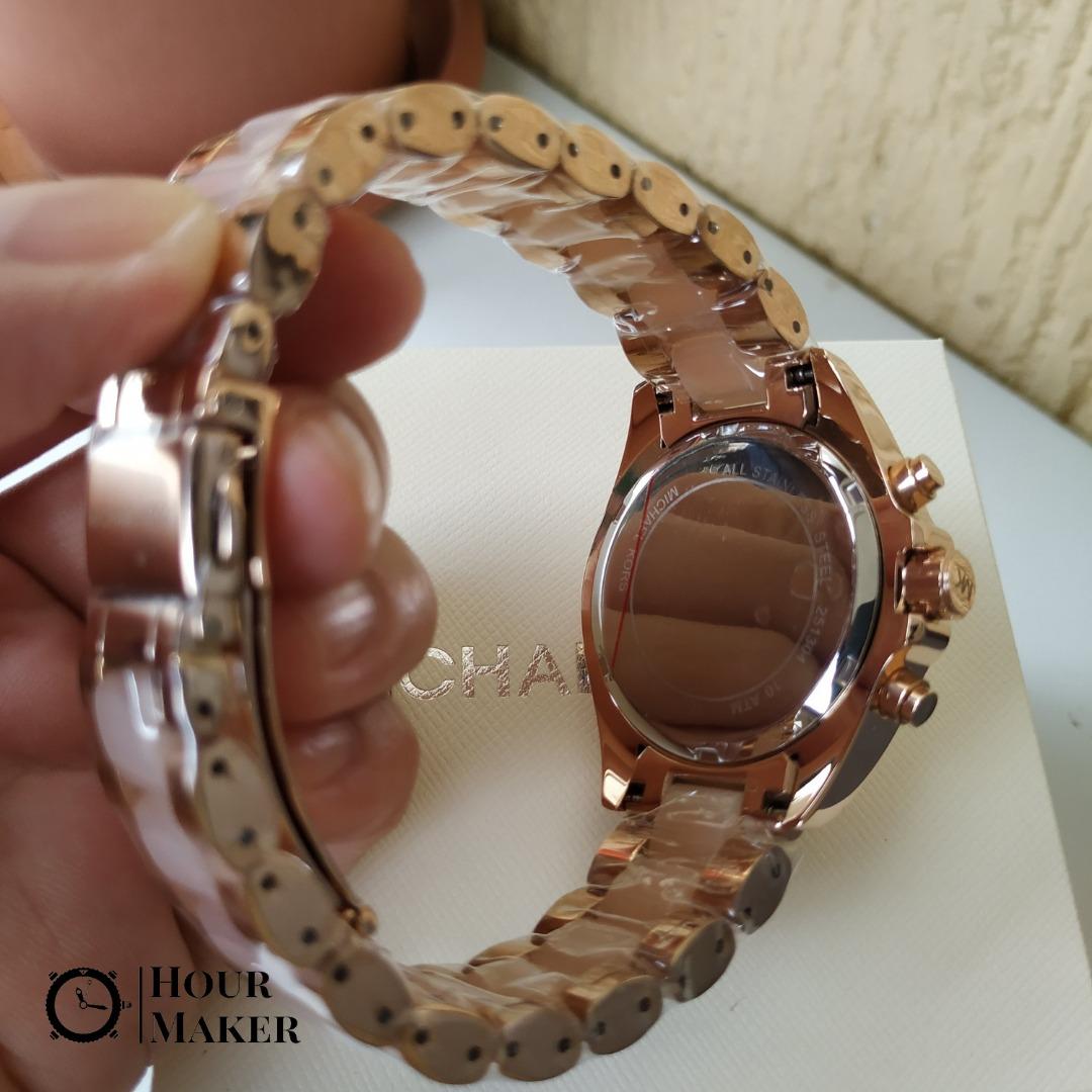 MICHAEL KORS MK6066 Bradshaw Mini Chronograph Rose Dial Ladies Watch ...