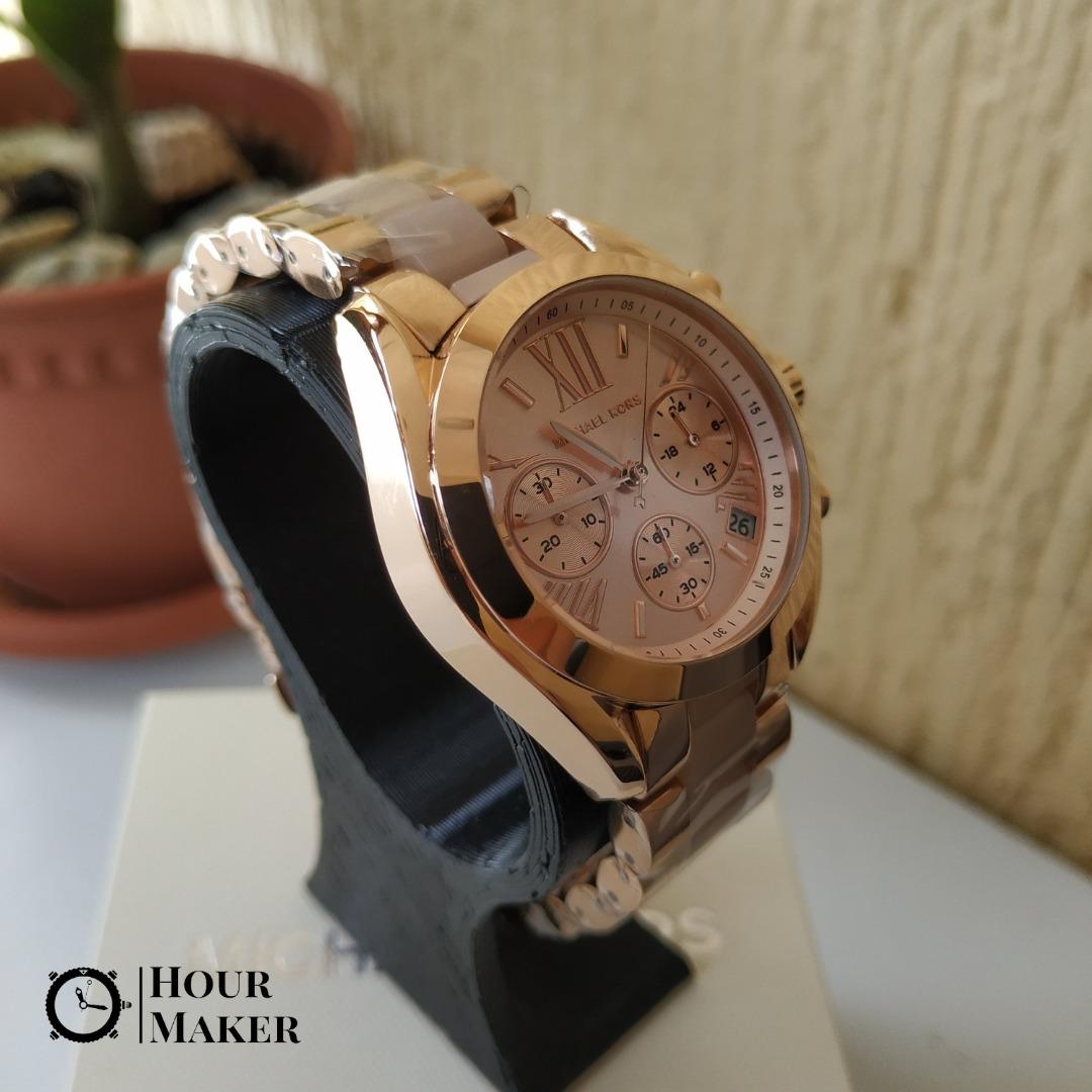 MICHAEL KORS MK6066 Bradshaw Mini Chronograph Rose Dial Ladies Watch ...