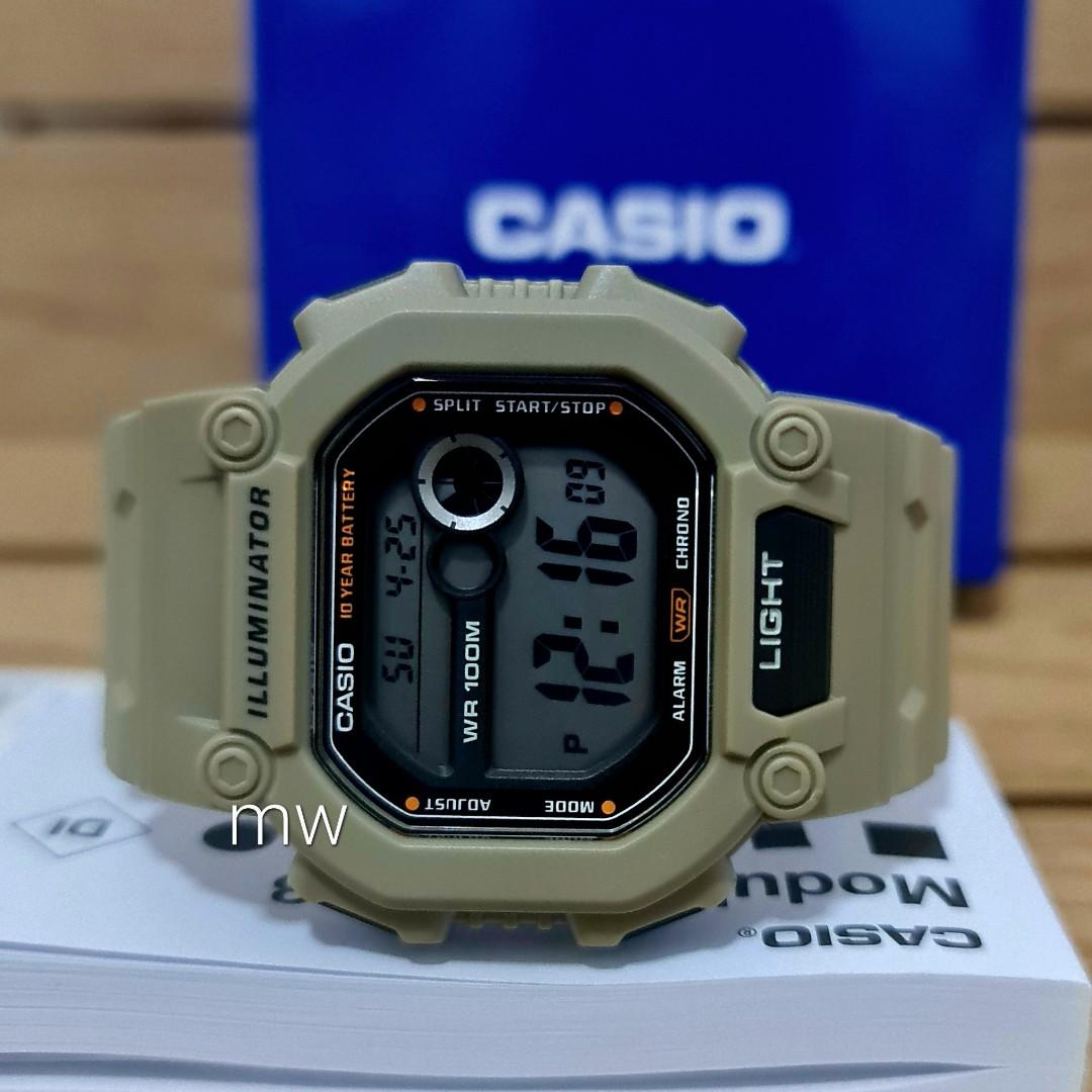 Original Casio extra long strap 10 years battery 100m digital men's watch w-737hx-5 brand new ...