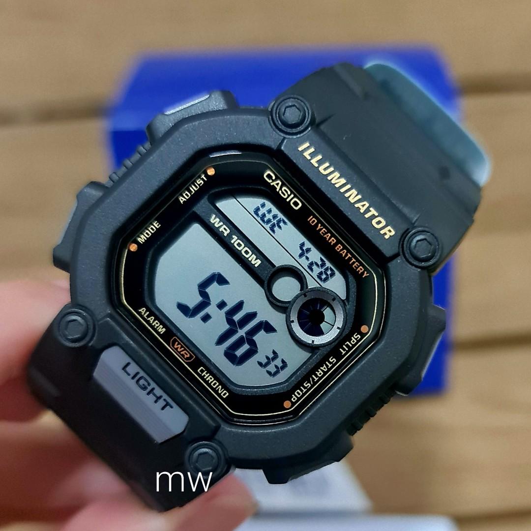 Original Casio extra long strap 10 years battery 100m men's watch brand new w-737hx, Men's ...