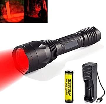 Red Light Torch, Rechargeable Red Tactical Flashlight Torches 650 Lumen ...