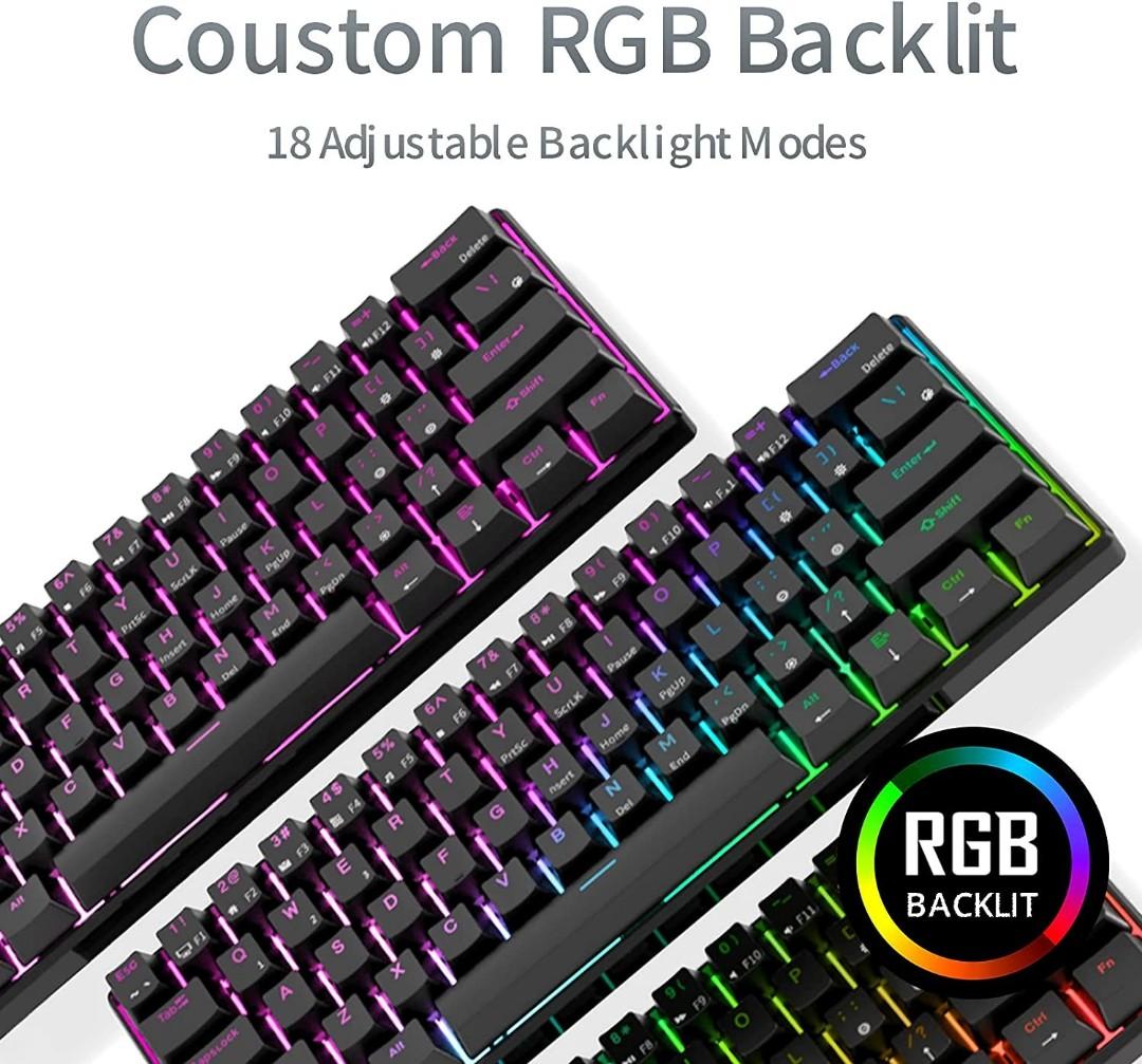 RK ROYAL KLUDGE RK61 RGB Wireless/Wired 60% Compact Mechanical Keyboard ...