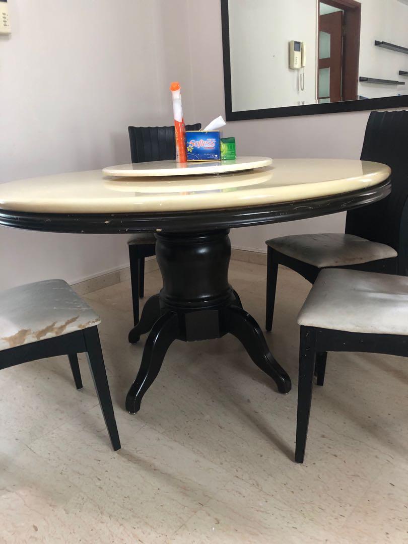 Round Dining Table with Compressed marble top, Furniture & Home Living ...