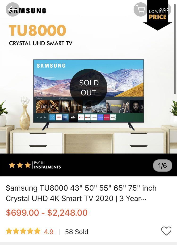 Samsung TU8000 Television (50 inch), TV & Home Appliances, TV ...