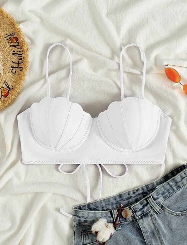 Scallop Trim Push Up Bikini Top, Women's Fashion, Swimwear, Bikinis ...
