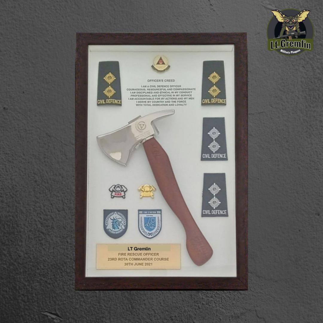 SCDF Fire Fighter Officer Axe Case - Firemen medal display, Hobbies ...