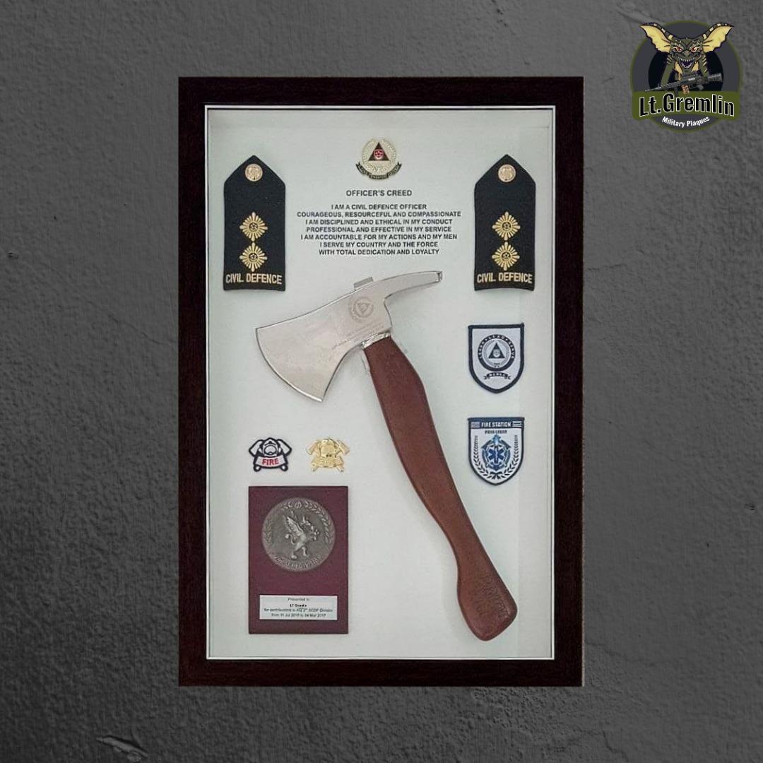 SCDF Fire Fighter Officer Axe Case - Firemen medal display, Hobbies ...