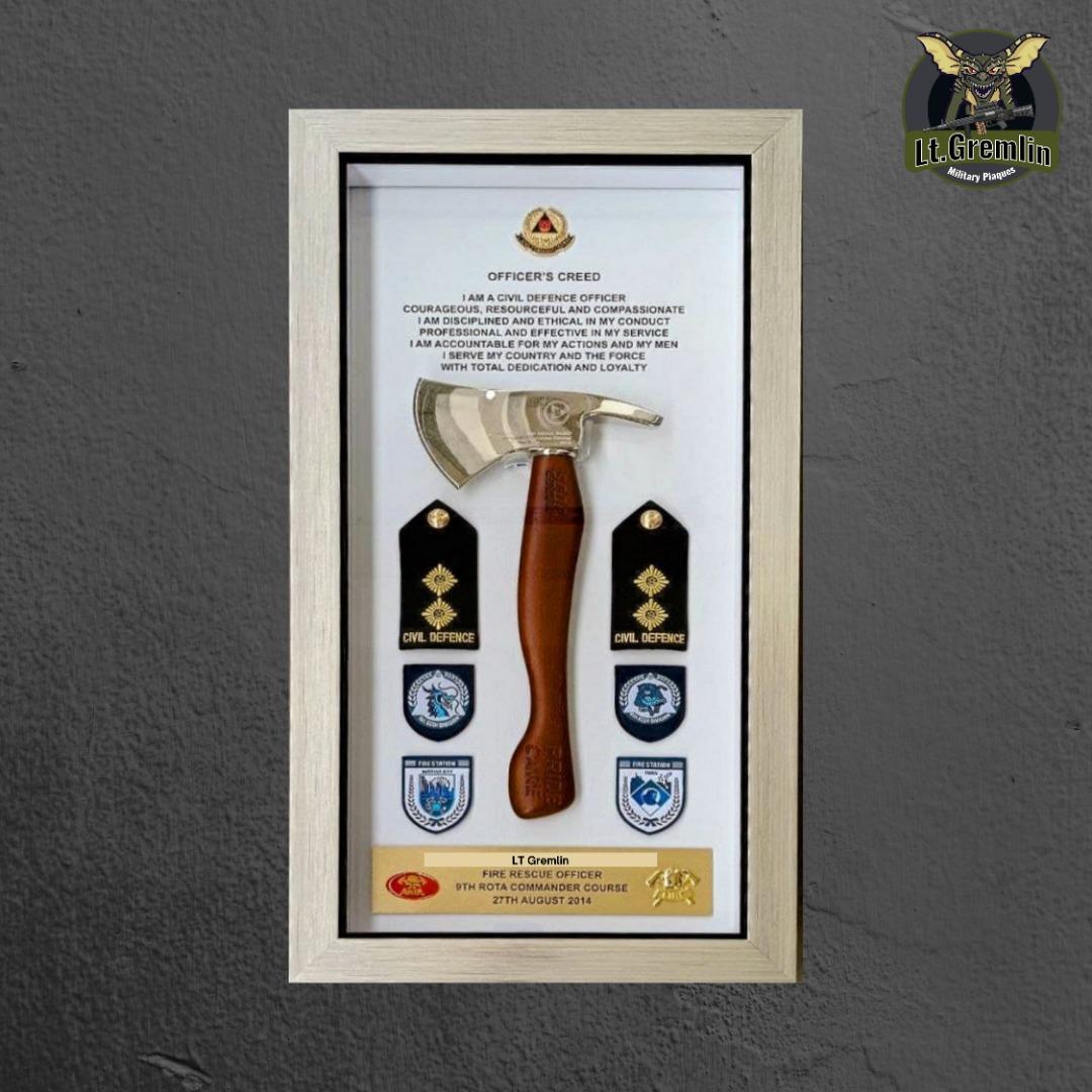 SCDF Fire Fighter Officer Axe Case - Firemen medal display, Hobbies ...