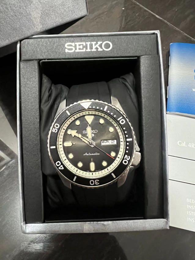 Seiko 5 Sports SRPD73K2 Automatic Silicone Strap Black Dial Men Watch ...