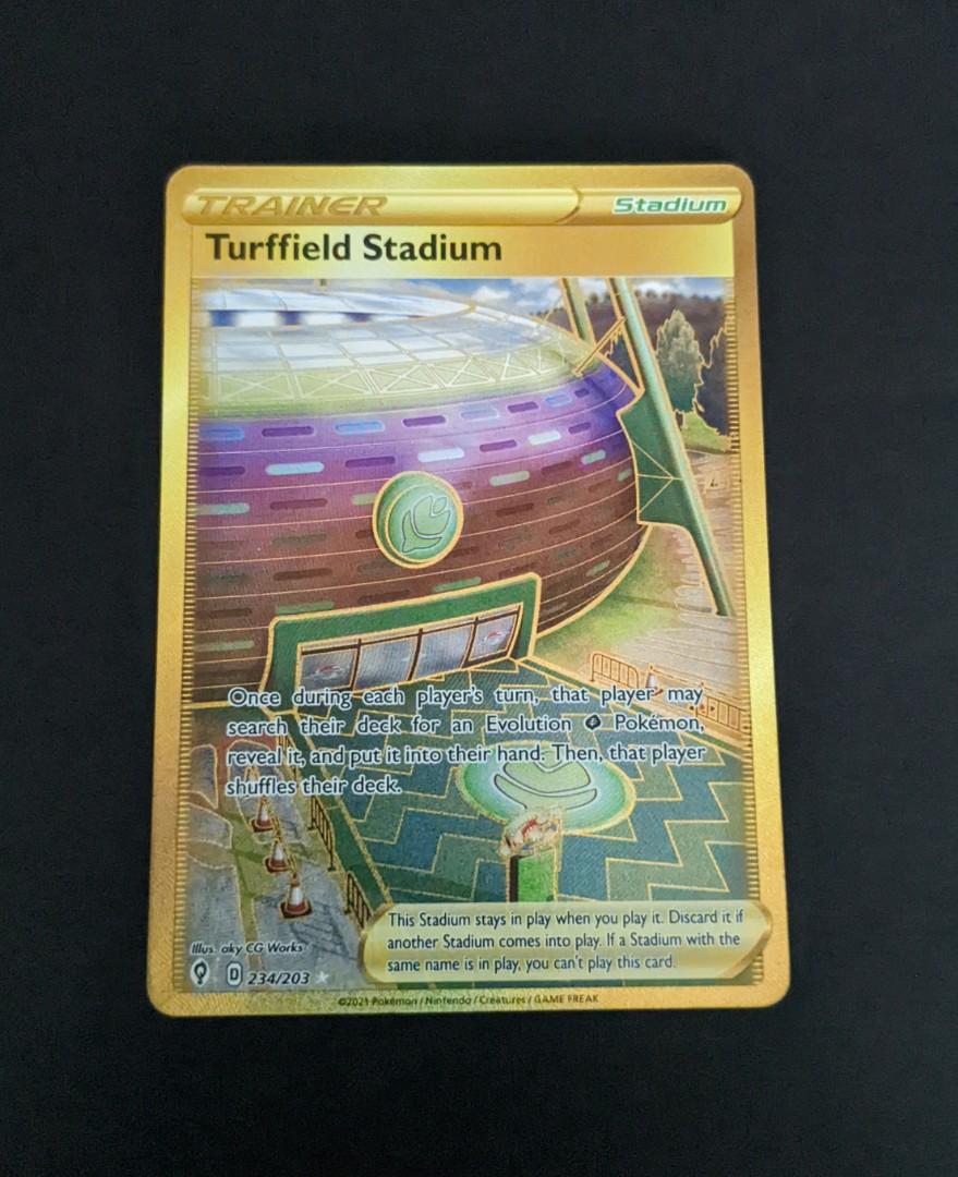 Turffield Stadium Gold Trainer Evolving Skies Pokemon Card Tcg, Hobbies ...