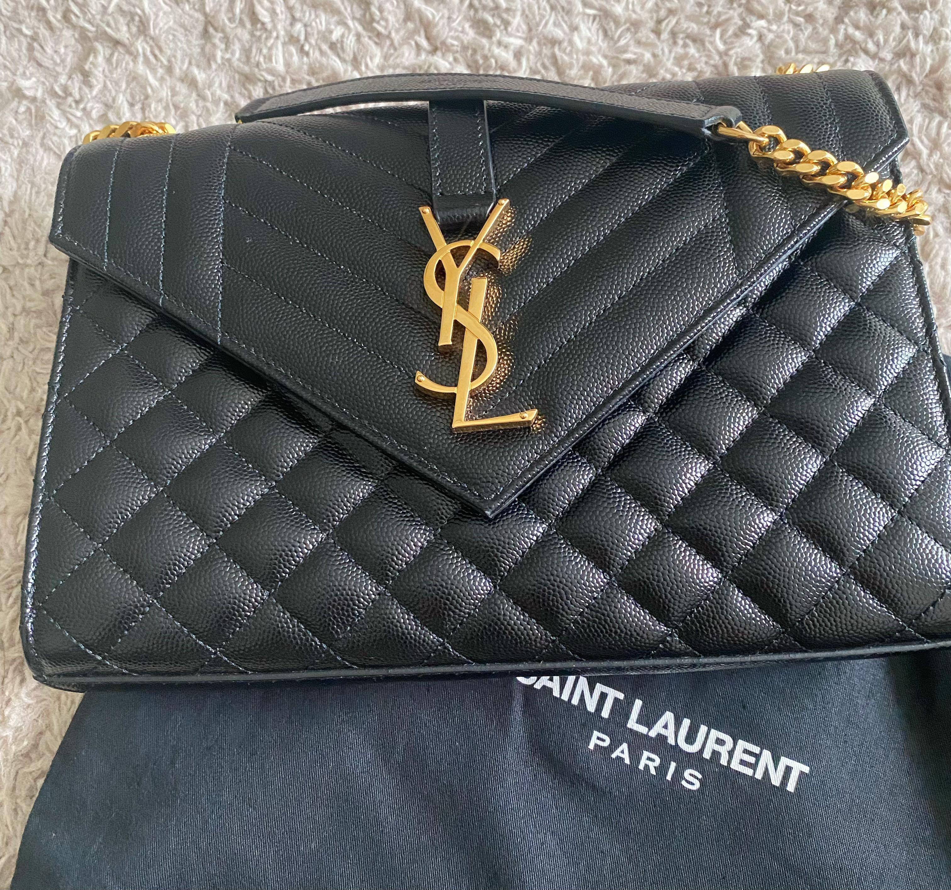 YSL ENVELOPE MEDIUM CHAIN BAG Black, Luxury, Bags & Wallets on Carousell