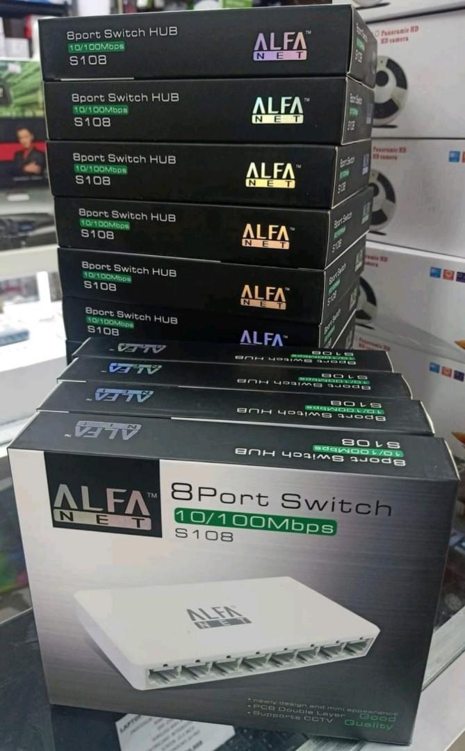ALFA 8 port Switch Hub 10/100Mbps S108, Computers & Tech, Parts ...