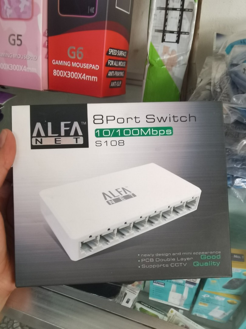 ALFA 8 port Switch Hub 10/100Mbps S108, Computers & Tech, Parts ...