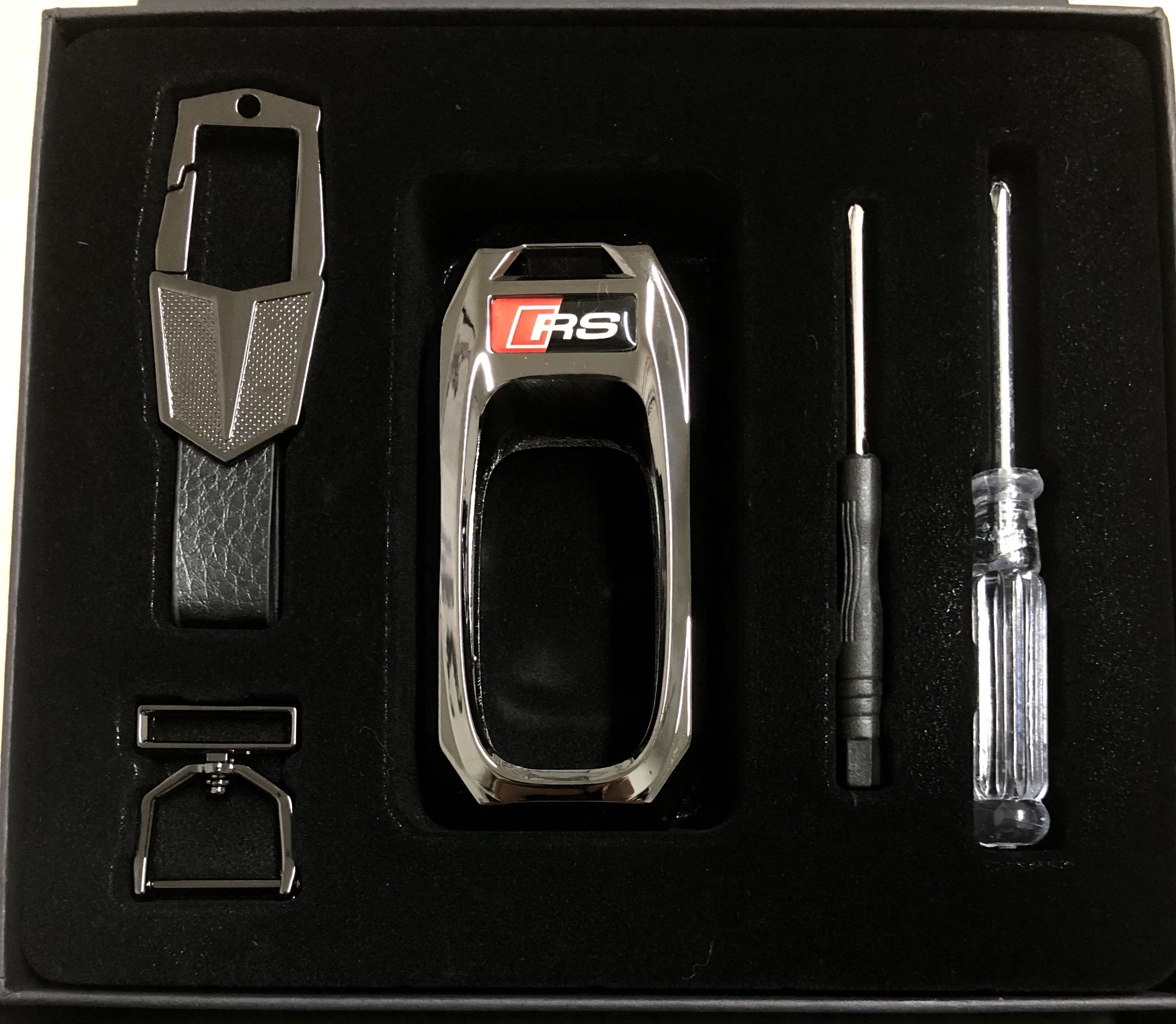 Audi RS logo car key cover with key hook set, Car Accessories ...