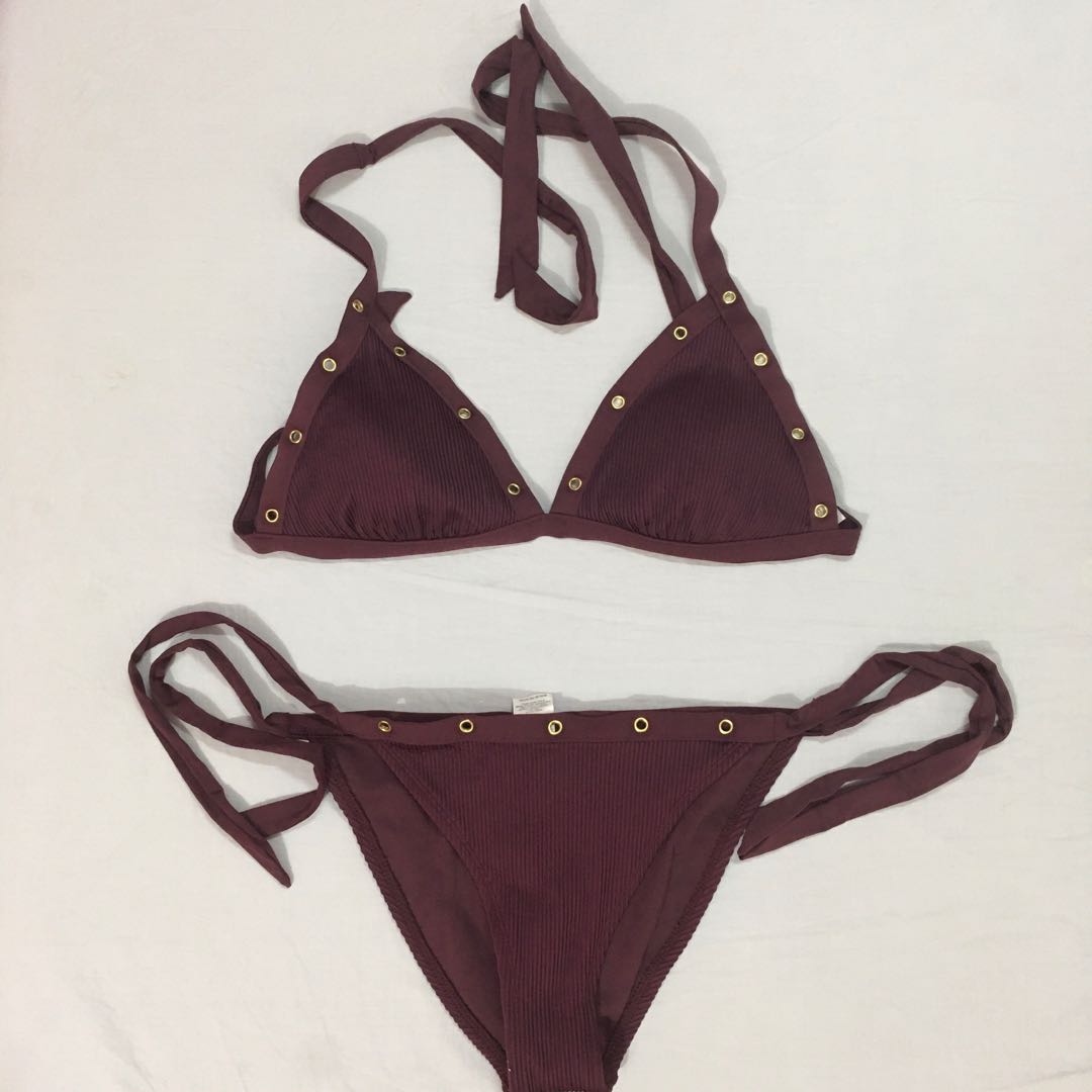 bar III triangle side-tie bikini, Women's Fashion, Swimwear, Bikinis ...