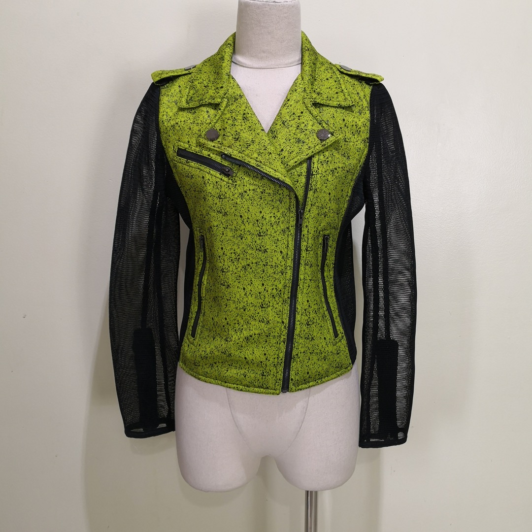 Caramel Neon Green with Black Speckles Punk/Grunge Mesh Motorcycle ...