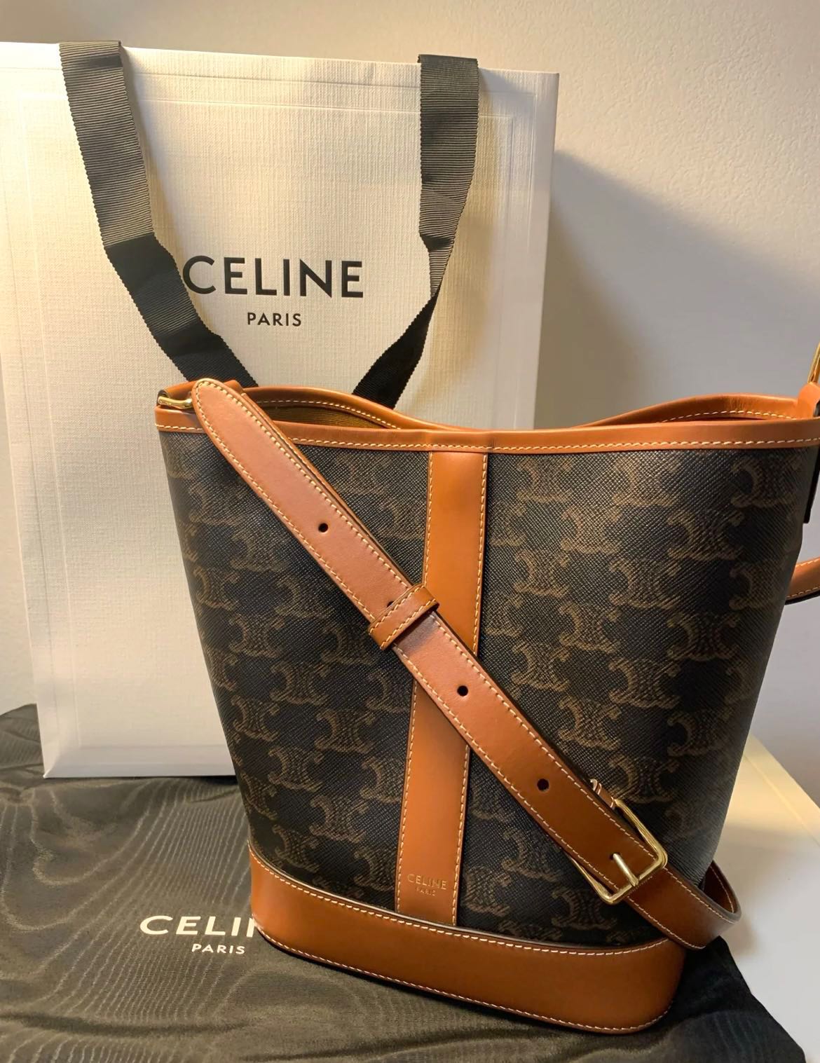 Celine small bucket triomphe canvas, Women's Fashion, Bags & Wallets ...