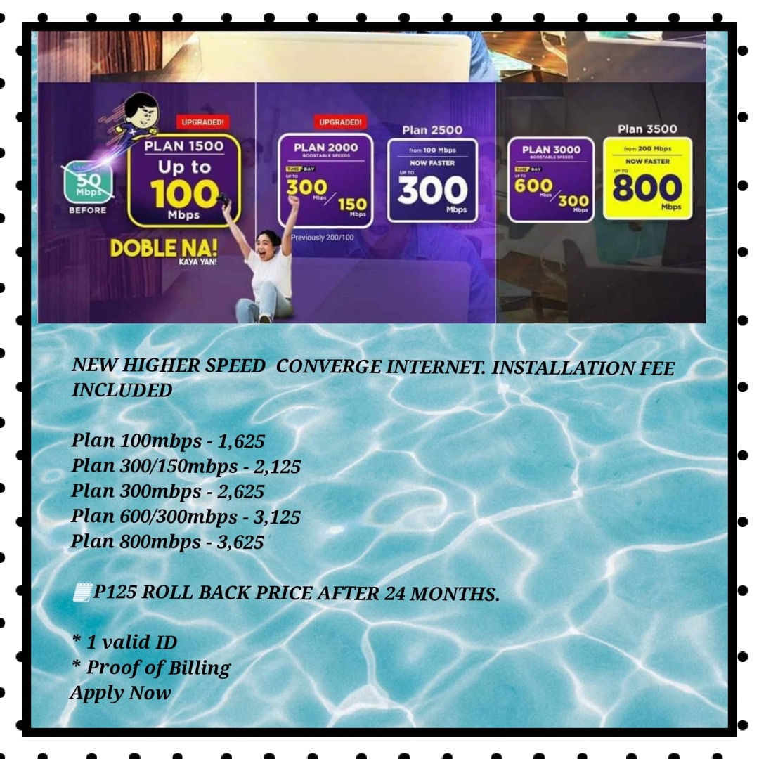 CONVERGE PURE FIBER OPTIC INTERNET RESIDENTIAL 100MBPS, Computers ...