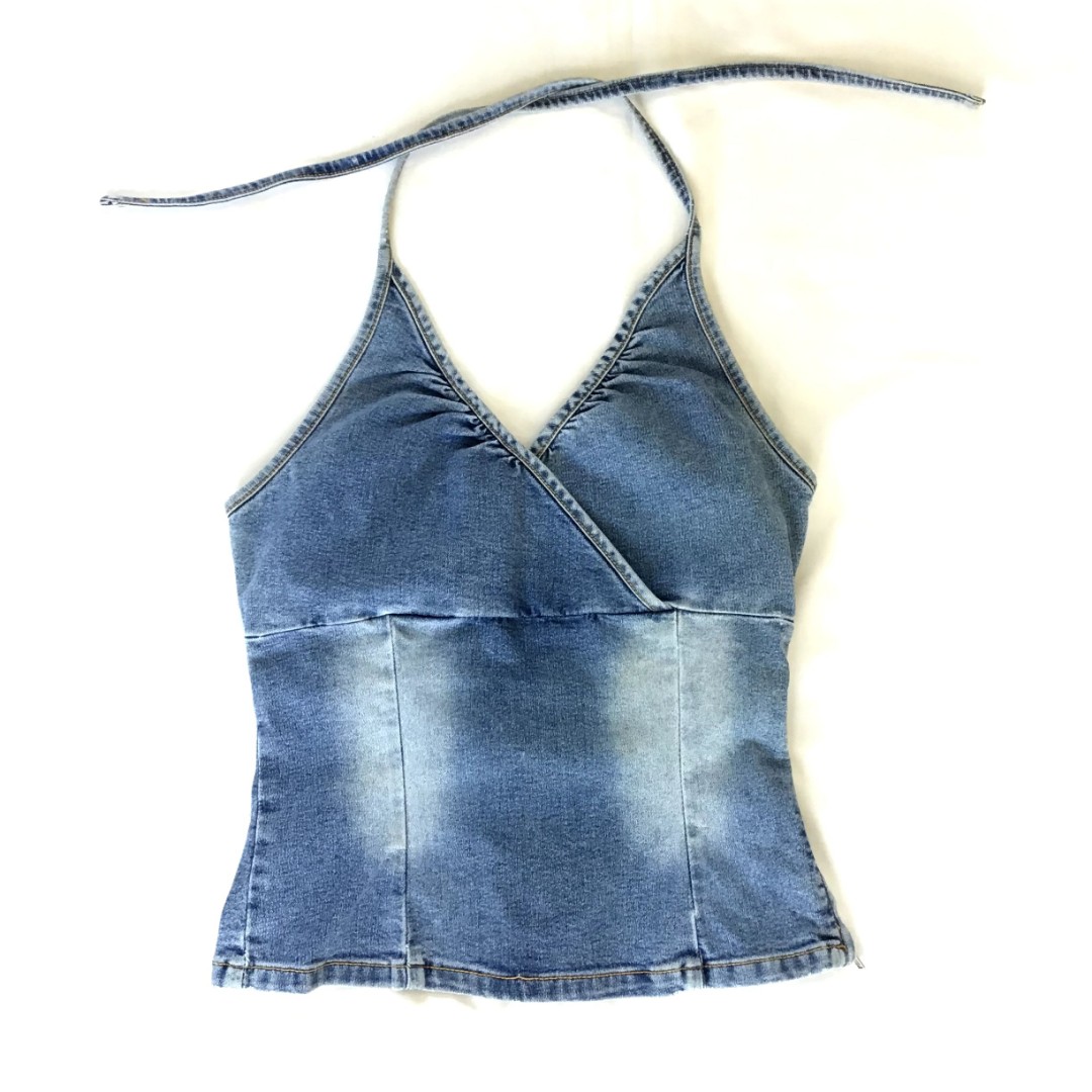 denim top, Women's Fashion, Tops, Sleeveless on Carousell