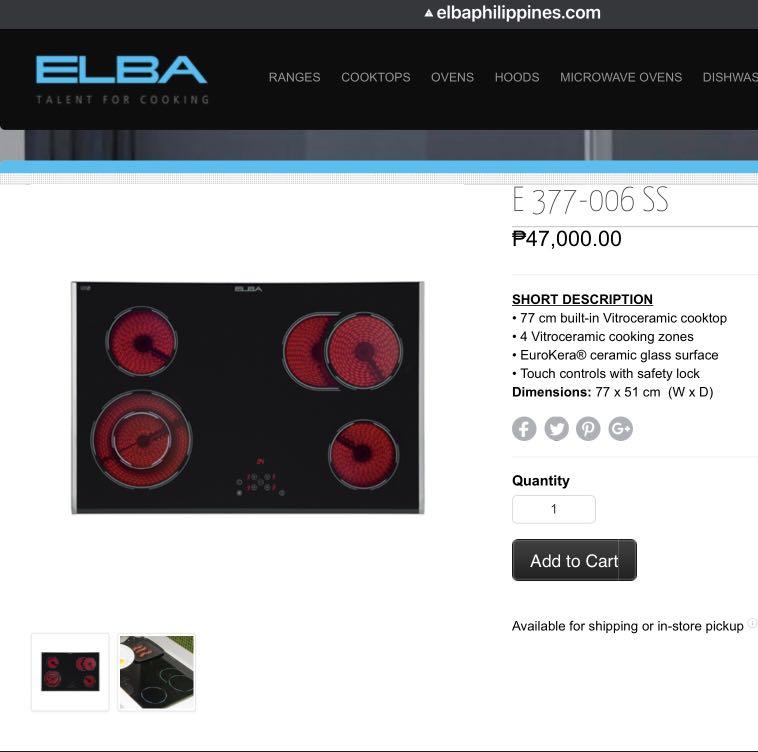 Elba Vitroceramic Cooktop with Chimney Hood, TV & Home Appliances ...