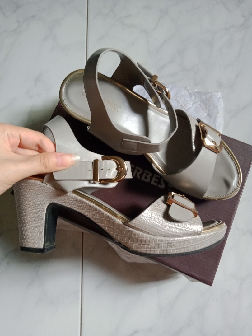 Everbest Chunky Platform Grey Heels, Women's Fashion, Footwear, Heels ...