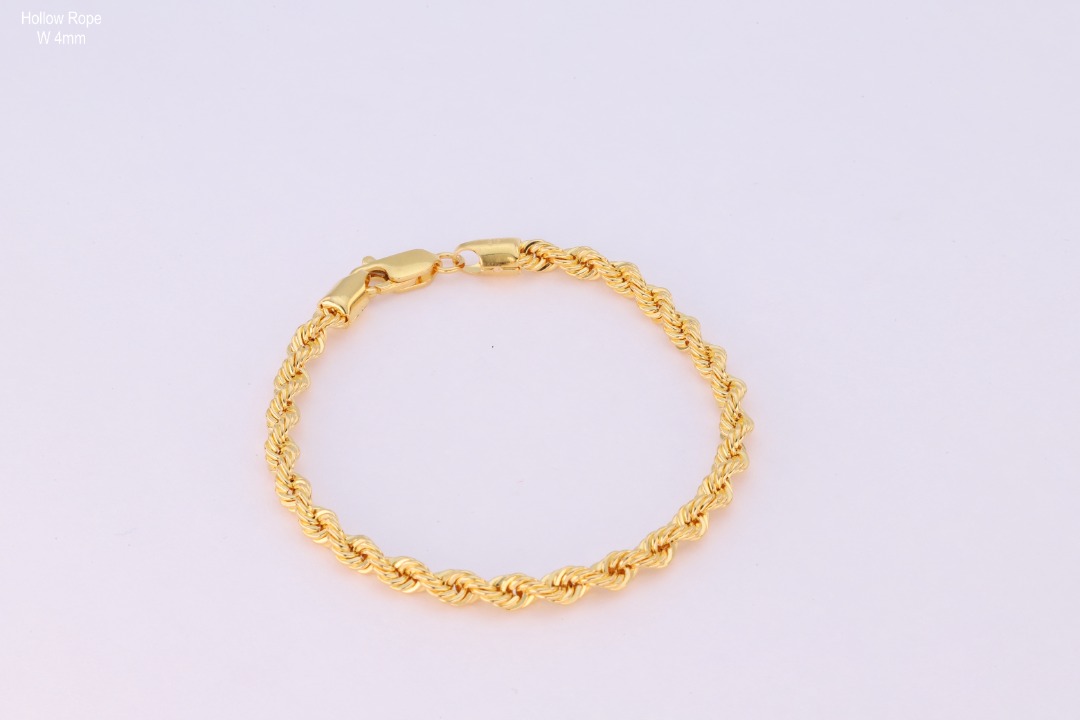 Gold Scale 916 Rope Hollow Gold Bracelet, Women's Fashion, Jewelry ...