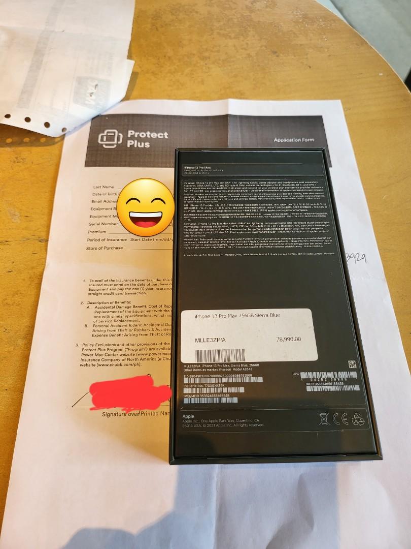 iPhone 13 Pro Max 256gb with official receipt and 2yr Protect Plus ...