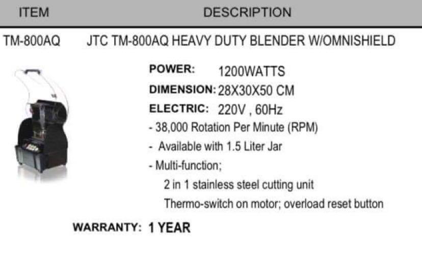 JTC Blender TM-800AQ, TV & Home Appliances, Kitchen Appliances, Juicers ...