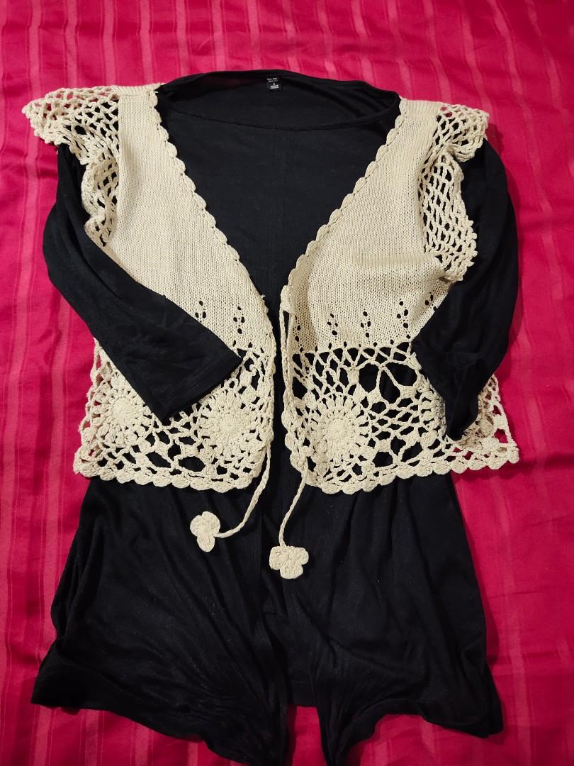Korean crochet knitted vest, Women's Fashion, Coats, Jackets and ...