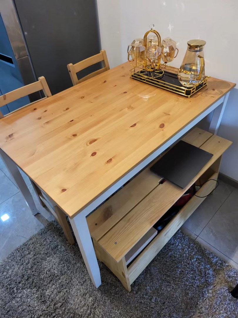 LERHAMN Ikea dining table and chairs, Furniture & Home Living ...