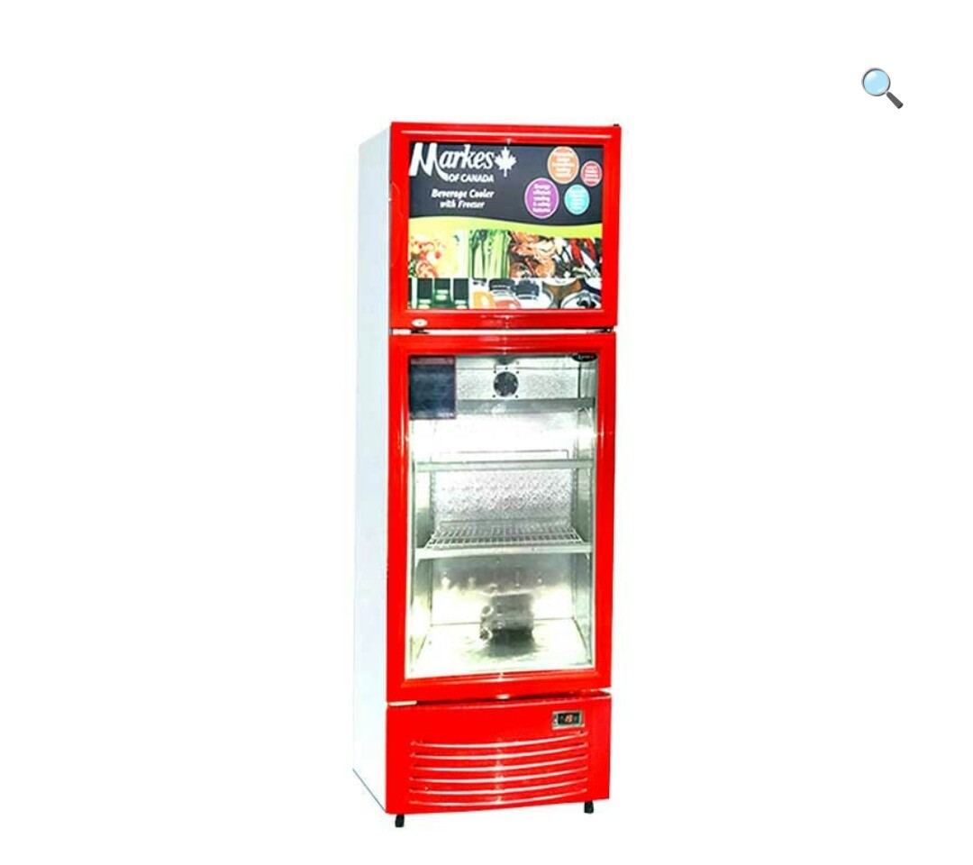 Markes Glass Showcase Beverage Cooler with Top Freezer Refrigerator, TV ...
