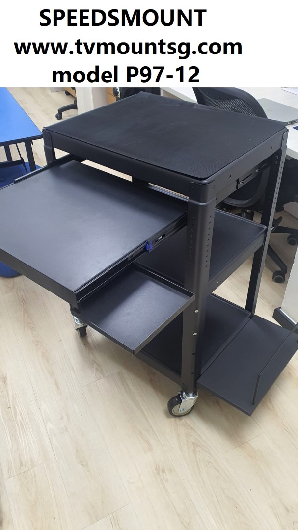 monitor network server mobile cart with keyboard mouse shelf projector ...