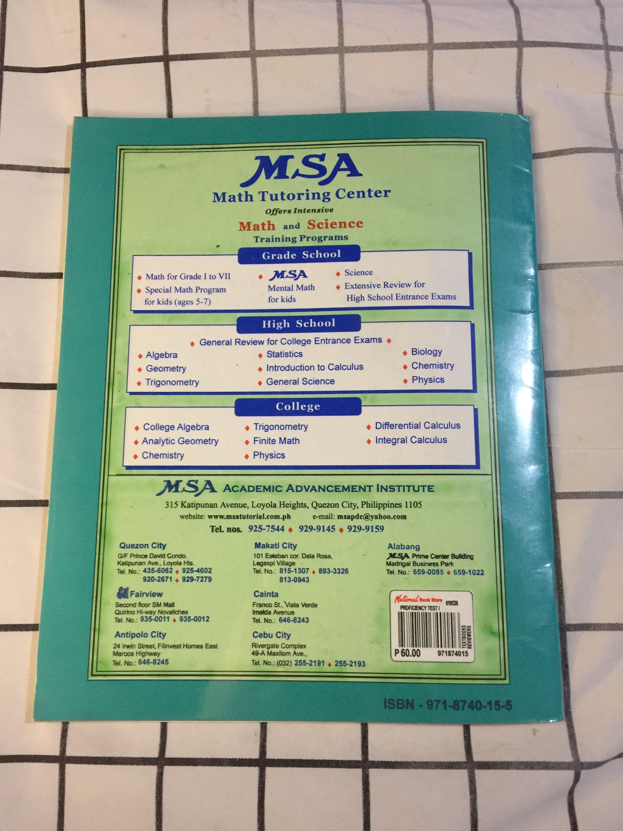 MSA Proficiency Test I CollegeEntrance Test (CET) Reviewer, Hobbies ...