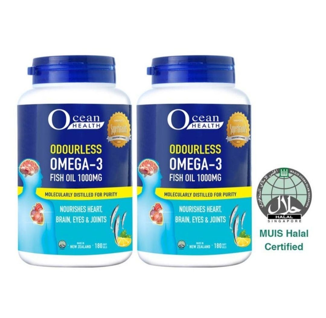 BNIB OCEAN HEALTH Odourless Omega-3 Fish Oil Softgel 1000mg, Health ...