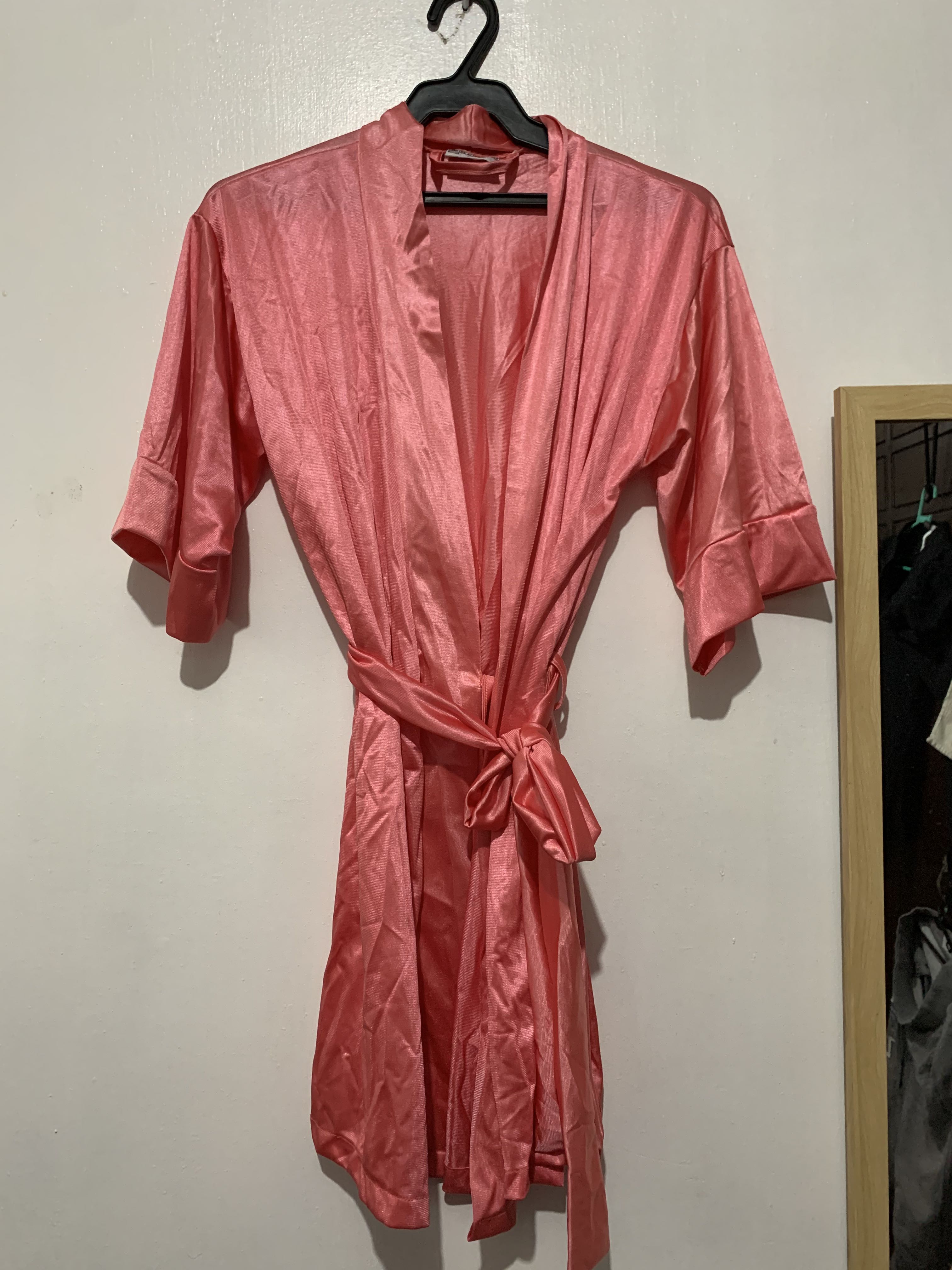 Pink Silk Robe, Women's Fashion, Undergarments & Loungewear on Carousell