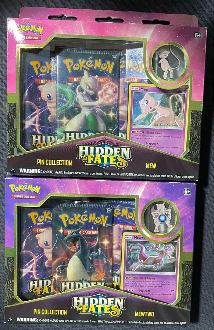 Pokémon TCG Hidden Fates Mew and Mewtwo Pin Collection Set, Hobbies ...