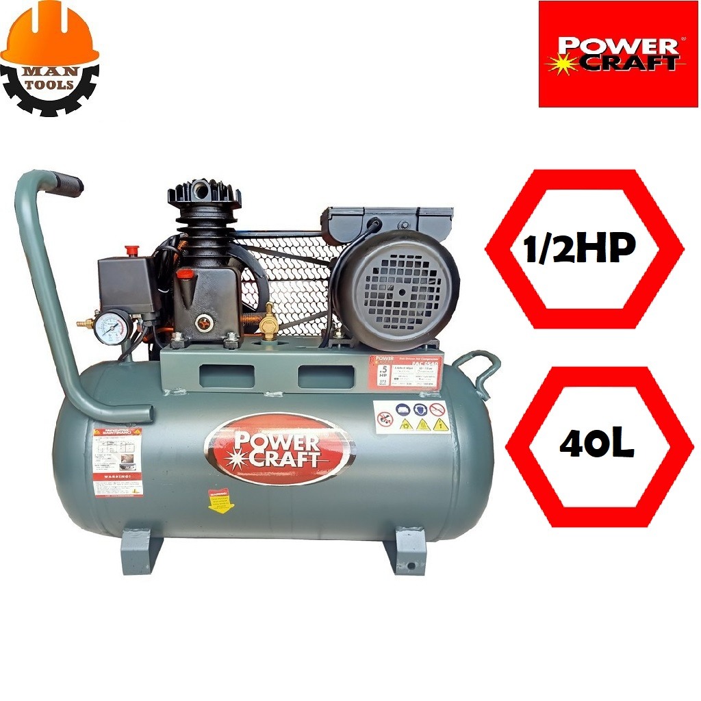 PowerCraft Air Compressor 1/2HP 40Liters (PAC 0540), Commercial ...
