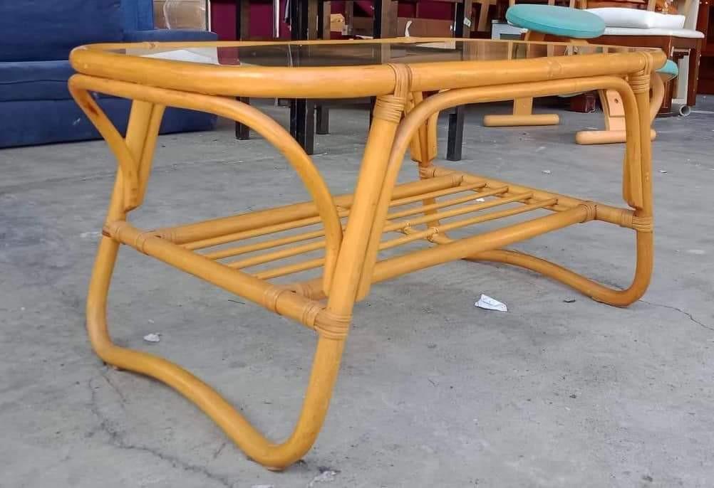 RATTAN CENTER TABLE 32L x 19W x 16H in Solid rattan Glass top ...
