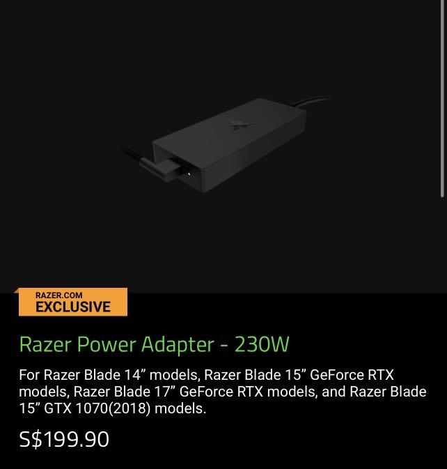 Razer 230 W Power Adapter, Computers & Tech, Laptops & Notebooks on ...
